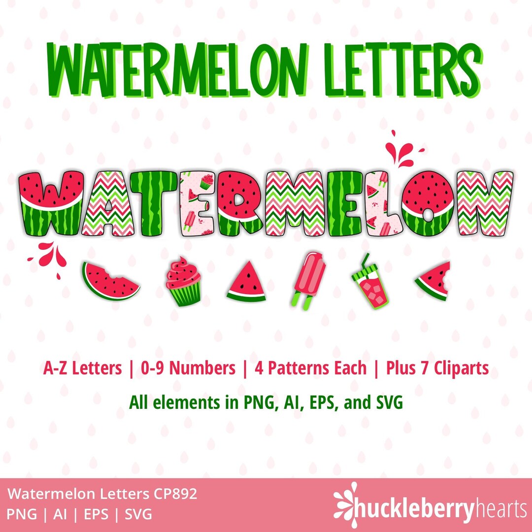 Watermelon Letters Clipart, Alphabet Letters SVG, Doodle Letters PNG ...