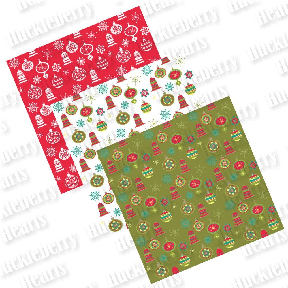 Retro Style Holiday Ornaments Scrapbook Paper Clip Art | Etsy