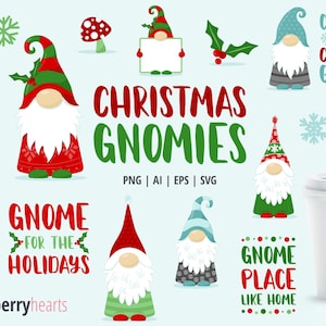 Christmas Gnomes Clipart, Christmas Gnome SVG Bundle, Holiday Gnomes ...