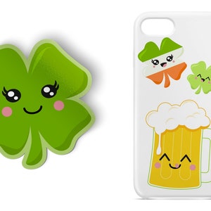 St Patricks Day Clipart, Shamrock SVG Bundle, Shamrock PNG, Cute Kawaii ...