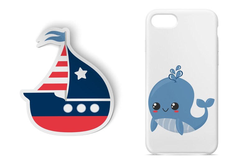 Nautical Clipart Sailing Clipart Whale Clipart Printable - Etsy