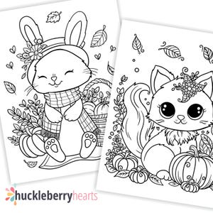 Fall Coloring Pages, Fall Animals Coloring Book, Cute Fall Animals ...