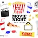 Movie Clipart, Movie Night Clip Art, Popcorn Clipart, Movie Theatre ...