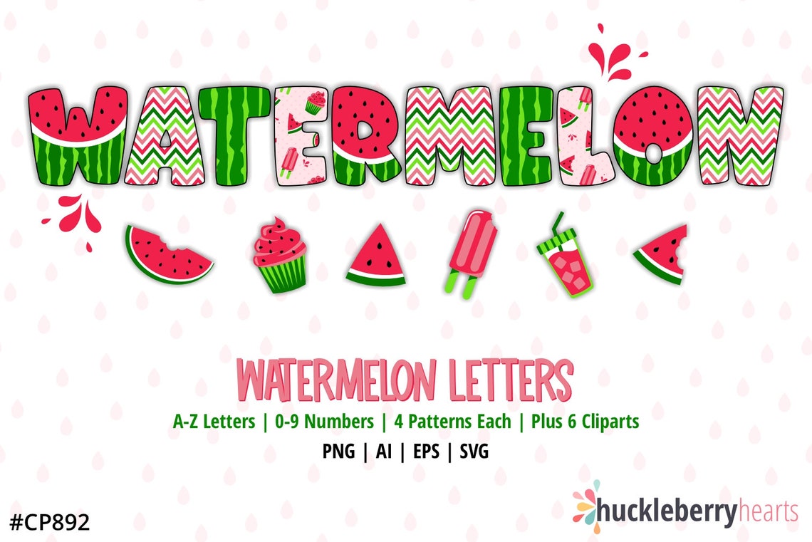 Watermelon Letters Clipart, Alphabet Letters SVG, Doodle Letters PNG ...