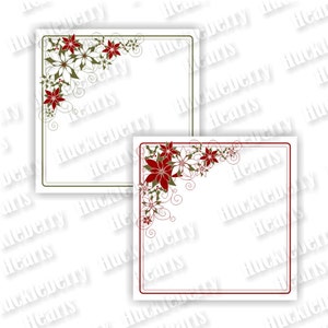 Red and Green Christmas Digital Paper With Poinsettias and Holly ...