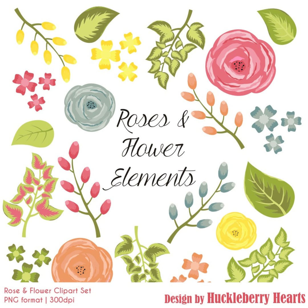 Flower Clipart, Rose Clipart, Digital Flowers, Digital Roses, Vector - Etsy