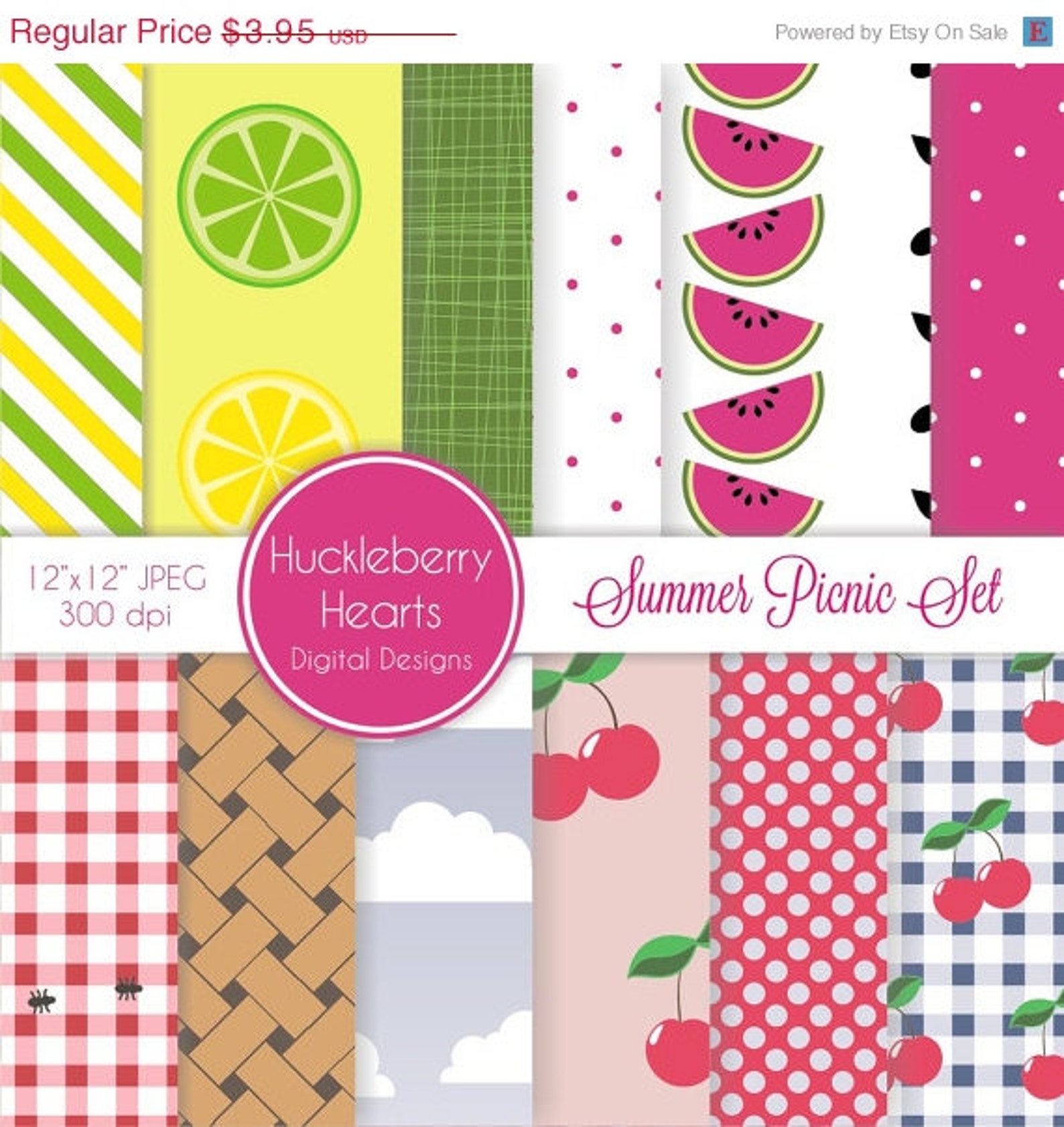 Picnic Digital Paper Digital Scrapbook Paper Digital - Etsy
