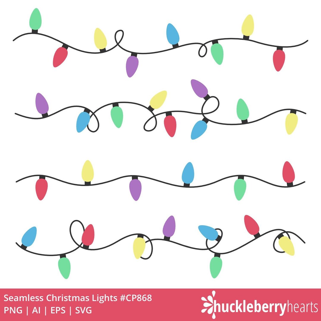 Christmas Lights Clipart, Seamless Christmas Lights SVG, String Lights ...