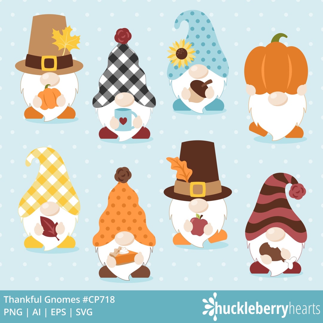 Thanksgiving Gnomes Clipart, Fall SVG Bundle, Cute Gnome PNG, Small ...