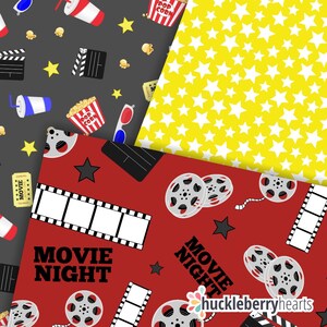 Movie Digital Paper, Movie Night, Digital Scrapbook Paper, Seamless ...