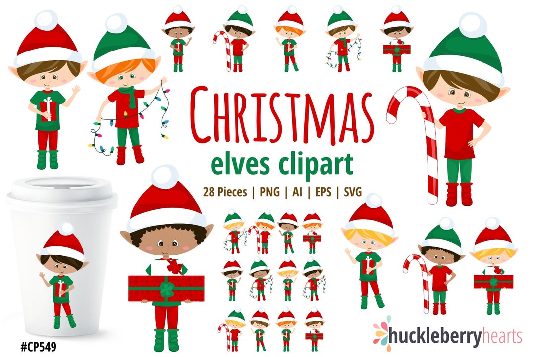 Christmas Elf Clipart, Christmas Elf Boys Clipart, Elf SVG, North Pole ...