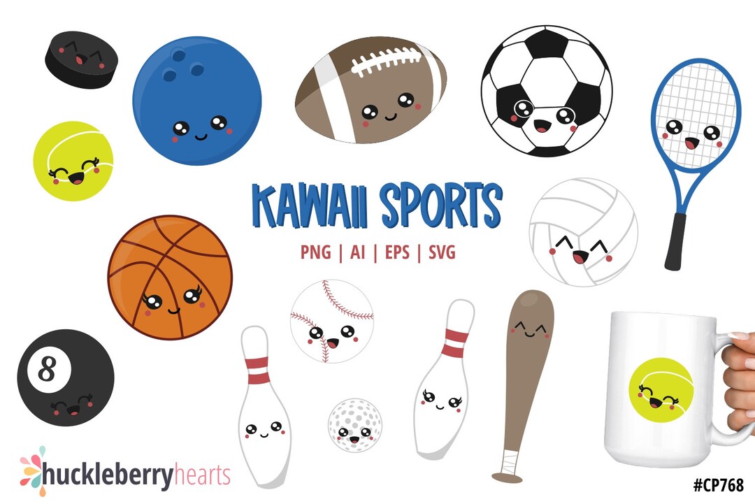 Kawaii Sports Clipart, Sports Clip Art, Sports Svg, Cute Sports Svg ...