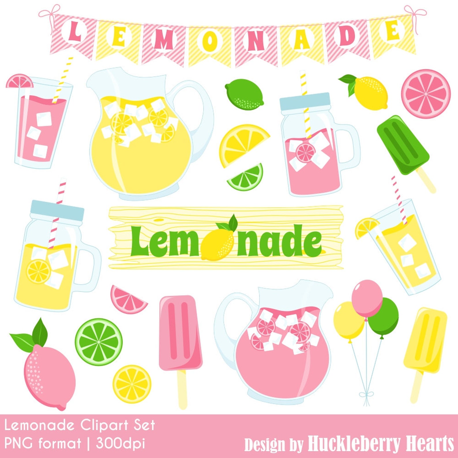 Lemonade Clipart Lemon Clipart Pink Lemonade Lemonade | Etsy