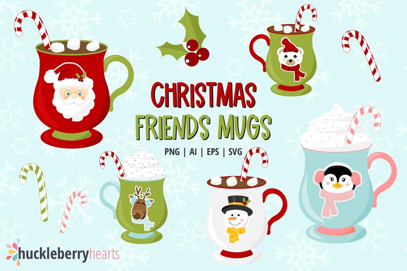 Christmas Mugs Clipart PNG | Holiday SVG Set (commercial Use) - Etsy