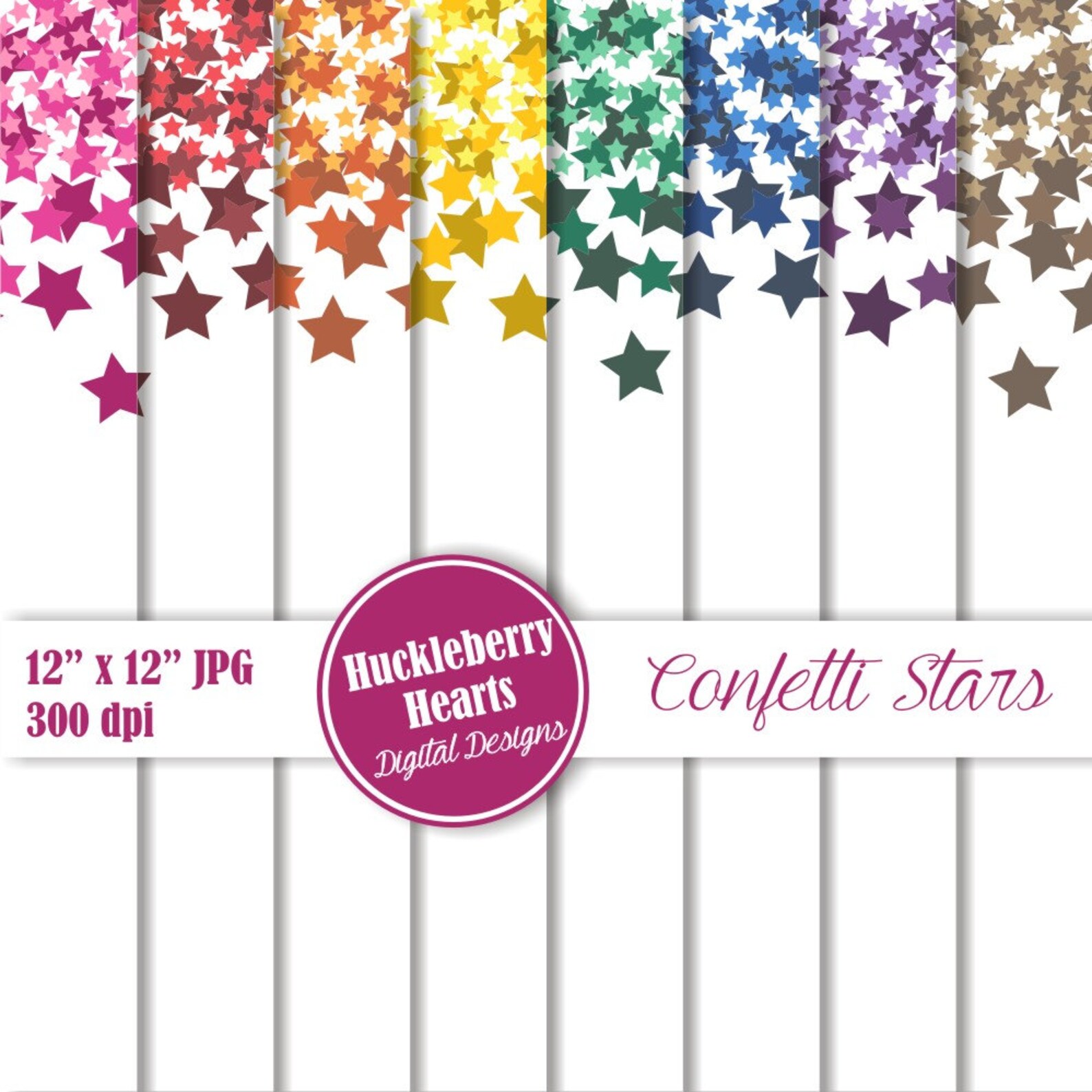 Confetti Stars Digital Paper Digital Scrapbook Paper Star - Etsy