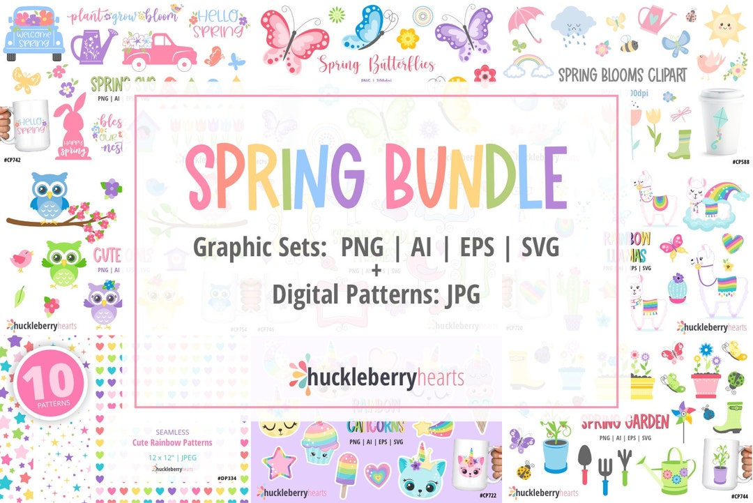 Spring Clipart Bundle, Spring SVG Bundle, Spring Graphics Bundle ...