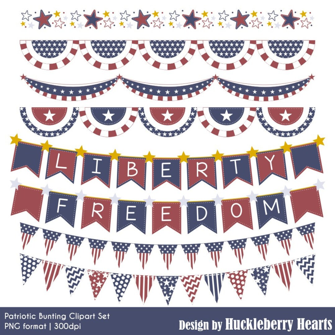 Patriotic Bunting Clipart, Stars and Stripes Bunting Clipart, Fourth of ...