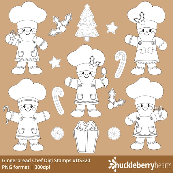 Gingerbread Clipart Black and White - Etsy