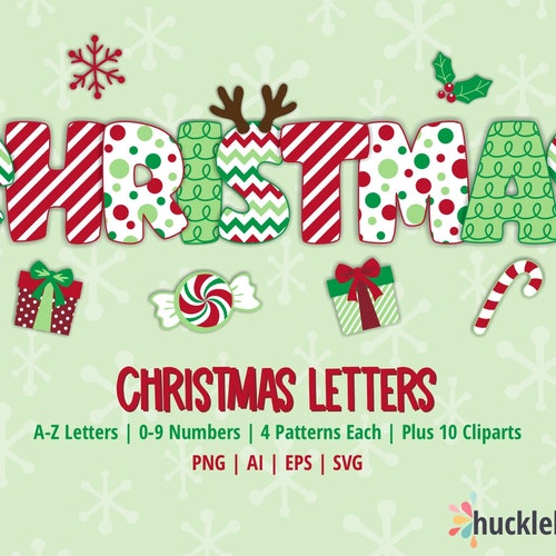 Christmas Letters Clipart Alphabet Letters Svg Christmas - Etsy