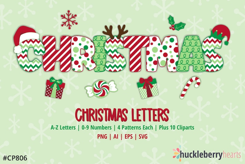 Christmas Letters Clipart, Alphabet Letters Svg, Christmas Letters ...