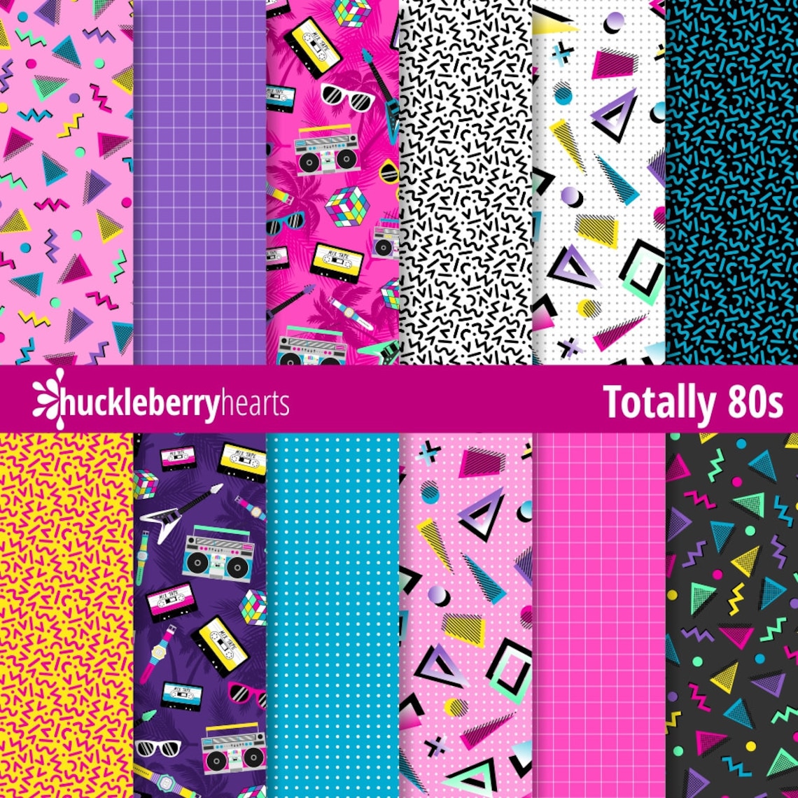 80s Digital Paper, Memphis Patterns, Memphis Digital Paper, Geometric ...