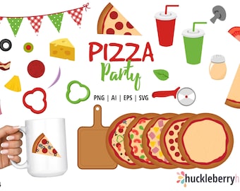 Pizza Party Clipart | Etsy