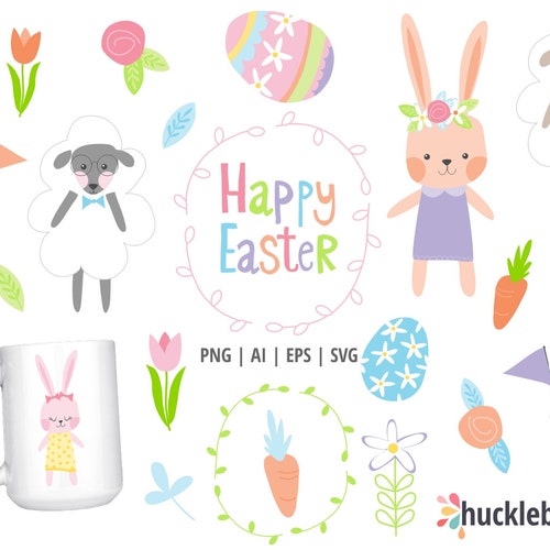 Easter Bunny Clipart Commercial Use Vector Graphics Digital - Etsy