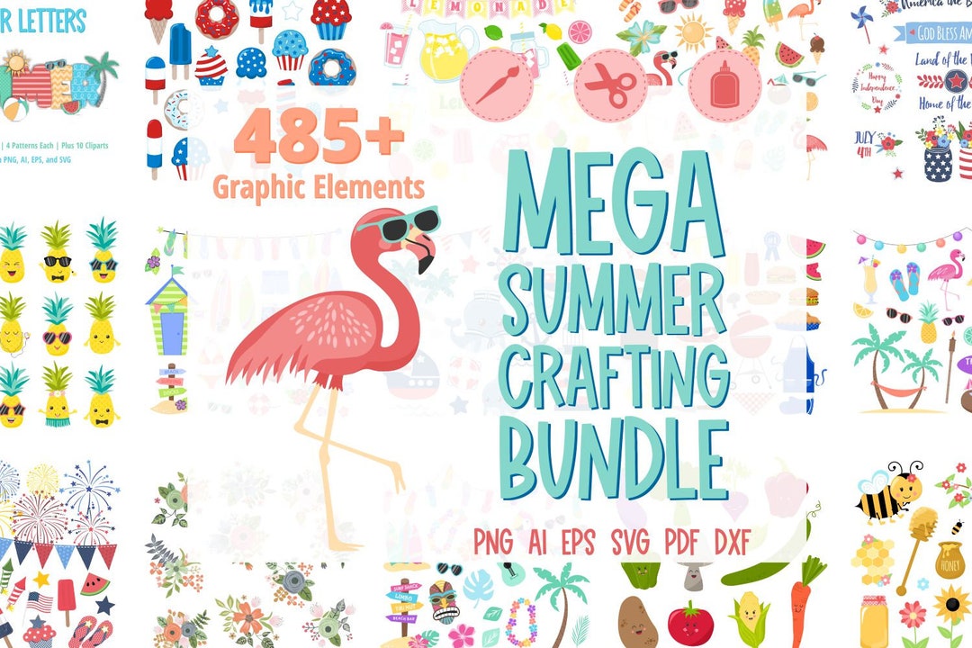Mega Summer Crafting Bundle, Summer Clipart Bundle, Summer Svg Bundle ...