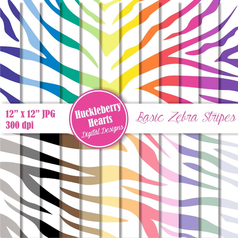 Basic Zebra Stripes Digital Scrapbook Paper Digital Zebra - Etsy