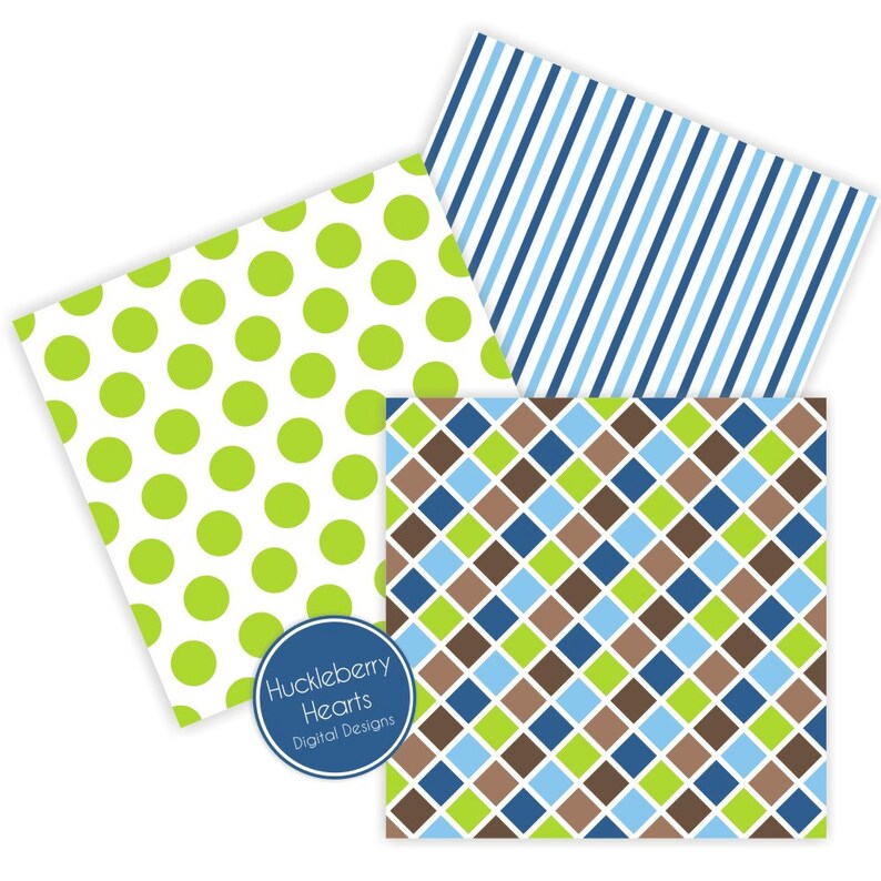 Baby Boy Blue and Green Digital Scrapbook Paper Digital - Etsy