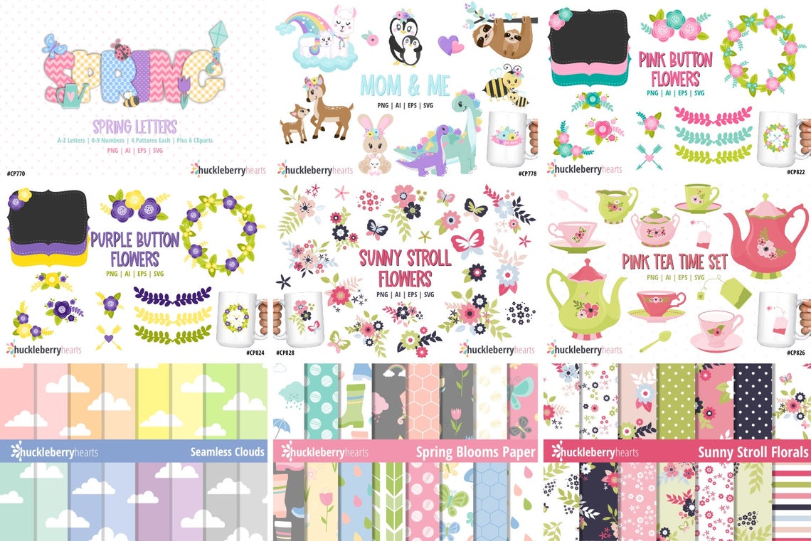 Spring Clipart Bundle Spring SVG Bundle Spring Graphics - Etsy