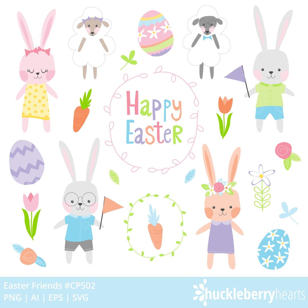 Easter Bunny & Lamb Clipart, Holiday Graphics (svg, Png, Eps, Ai) - Etsy