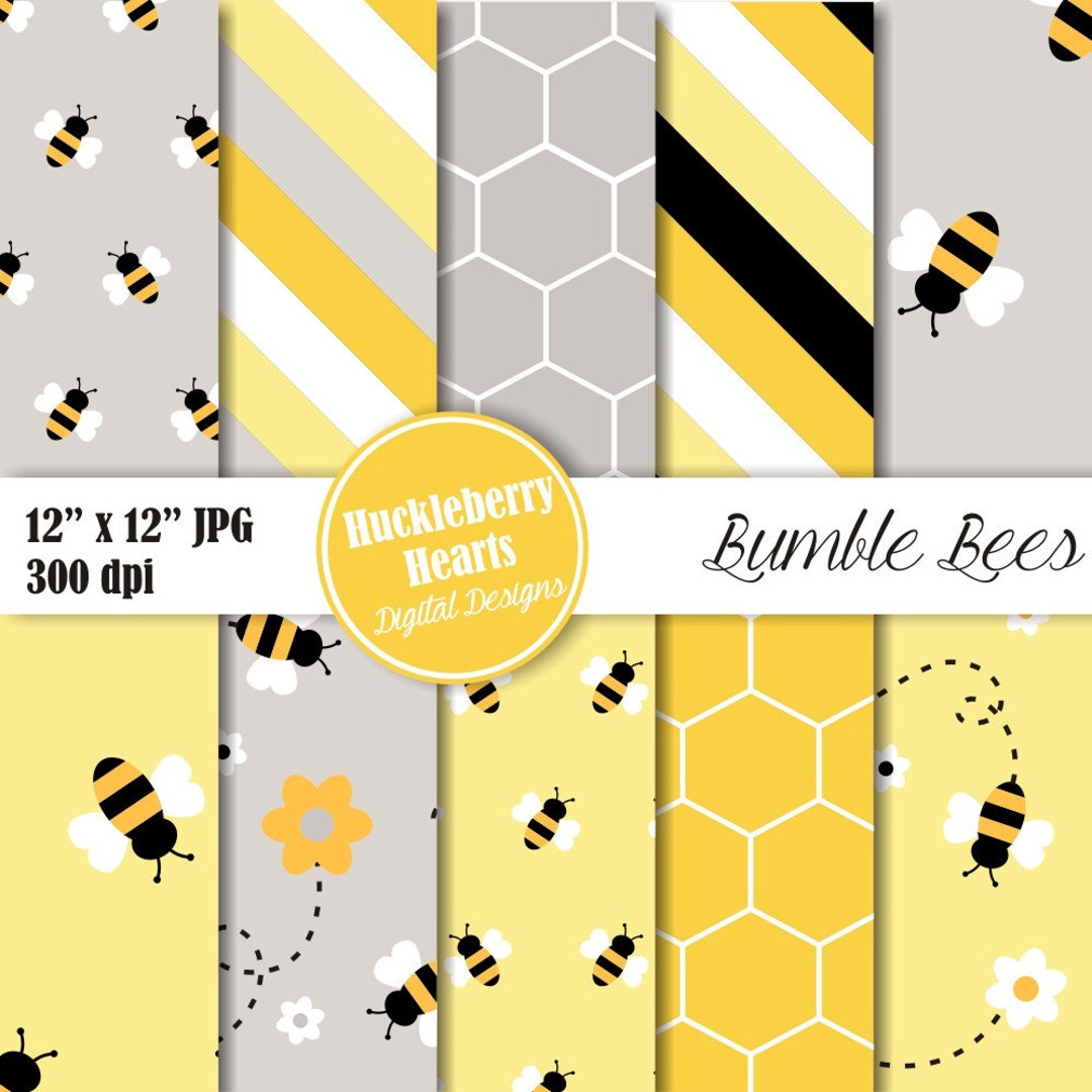Bumble Bee Digital Paper, Bee Paper, Bumble Bees, Scrapbook Paper ...