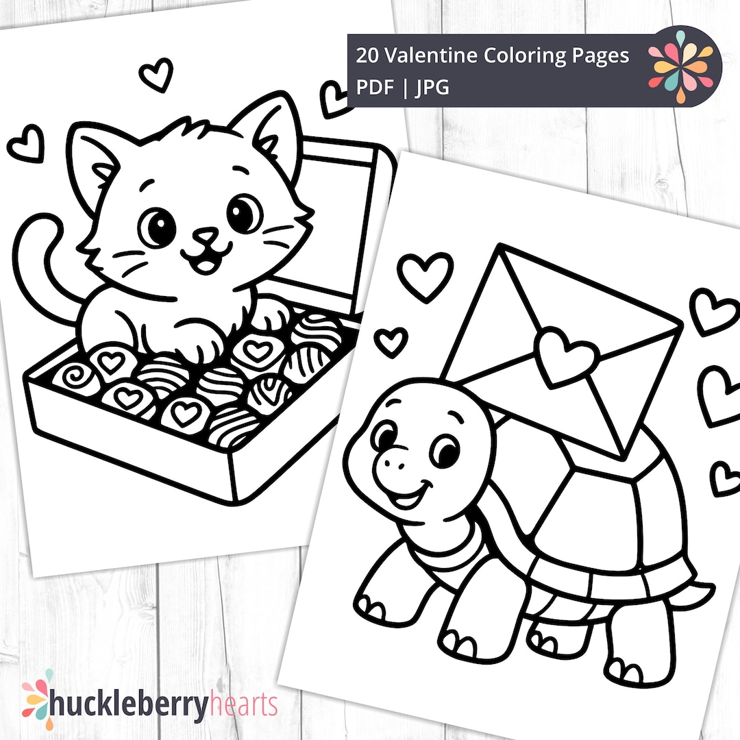 Kids Valentine Coloring Pages | Cute Animal Valentine Coloring Book ...