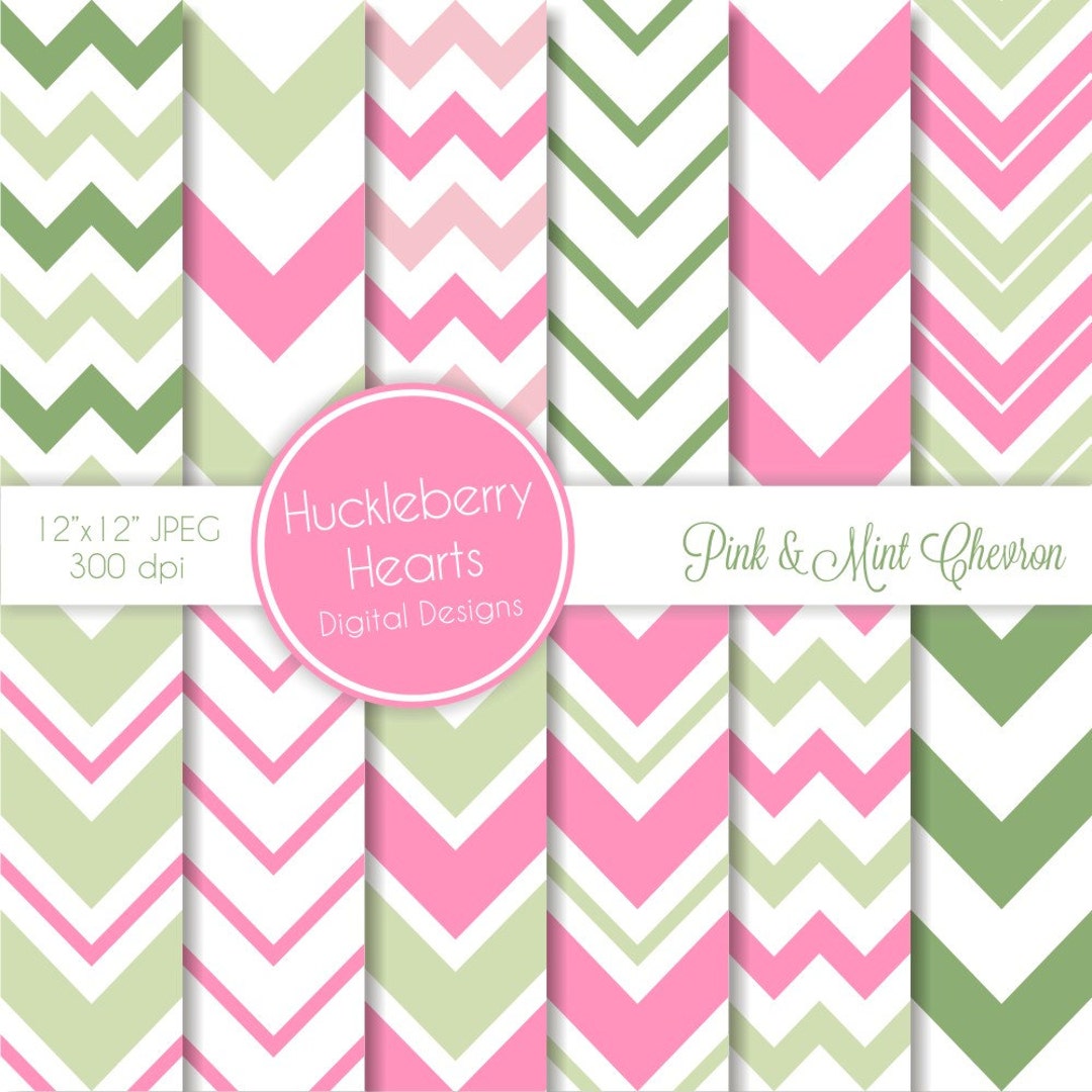 Mint And Pink Chevron Background