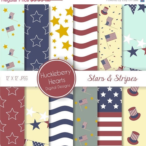 Stars and Stripes Digital Scrapbook Paper Digital Background - Etsy