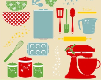 Christmas Baking Clip Art, Holiday Baking Clipart, Christmas Kitchen ...