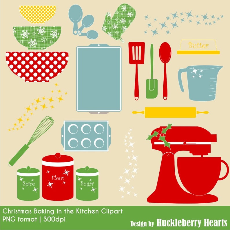 Christmas Kitchen Baking Clipart, Digital Clip Art, Holiday Baking ...