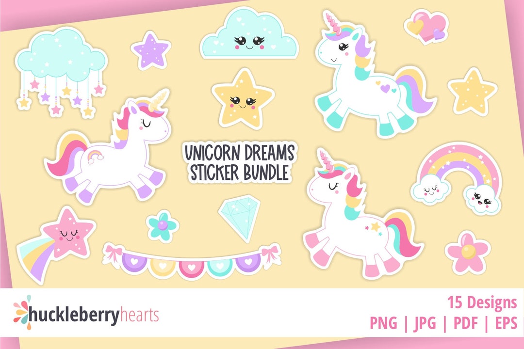 Unicorn Printable Stickers, Unicorn Sticker Sheet, Unicorn Sticker ...