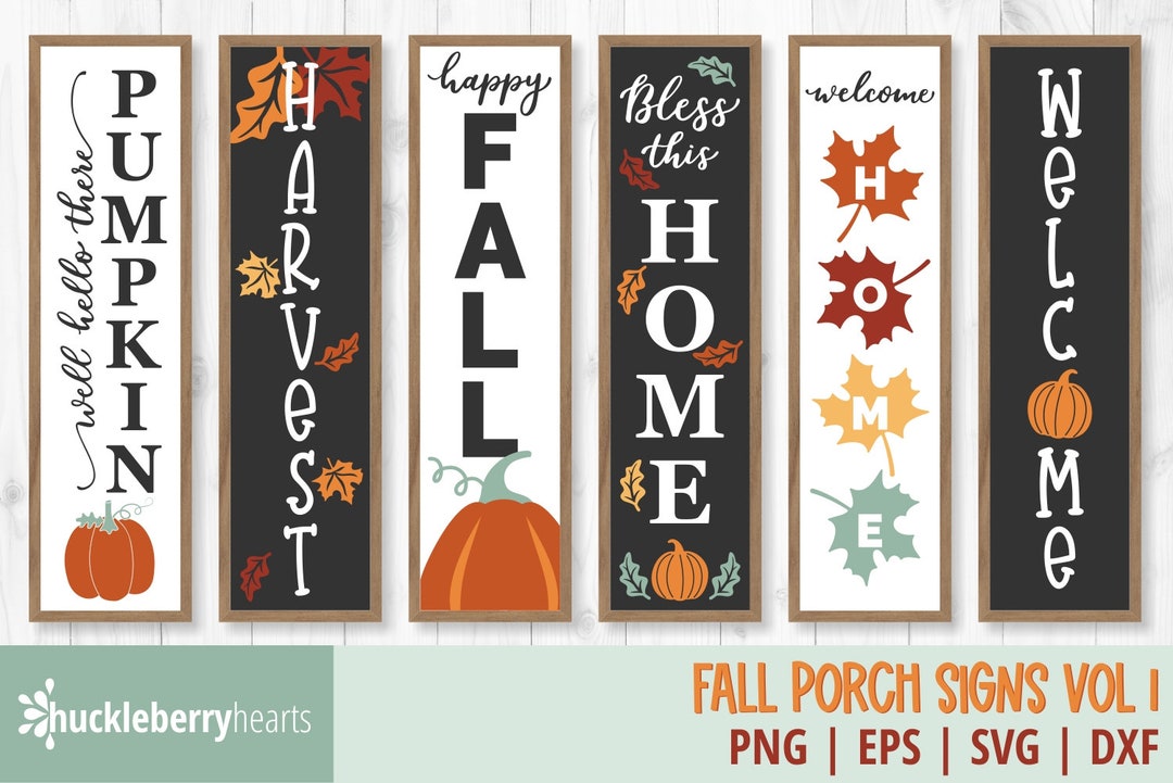 Fall Porch Signs SVG Bundle, Fall Vertical Porch Signs PNG, Digital ...