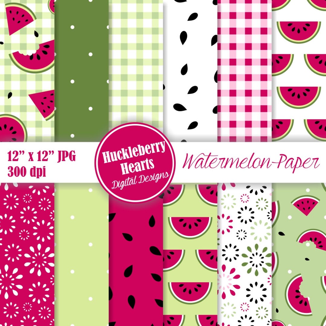Watermelon Paper, Watermelon Digital Paper, Watermelon, Summer Paper ...