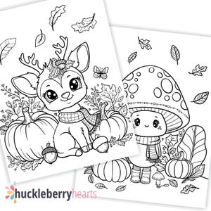 Fall Coloring Pages, Fall Animals Coloring Book, Cute Fall Animals ...