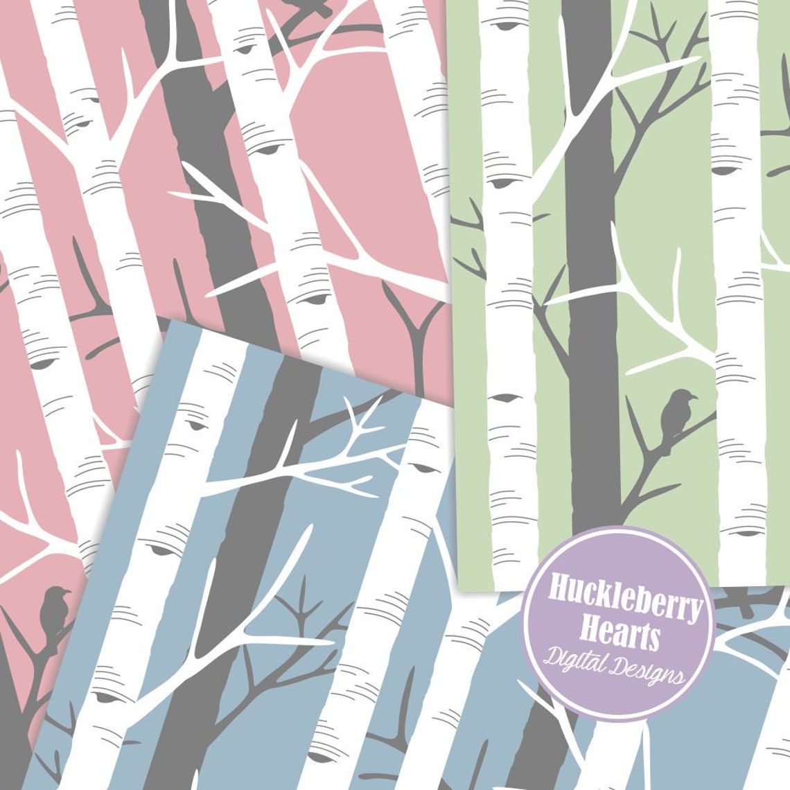 Birch Tree Paper, Digital Scrapbook Paper, Birch Paper, Digital Birch ...