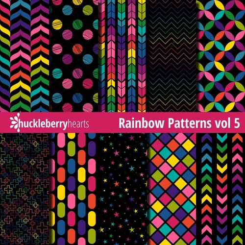 Rainbow Patterns Digital Scrapbook Paper Volume 1 Bright - Etsy