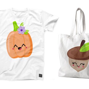 Kawaii Pumpkins Clipart, Cute Fall SVG Bundle, Thanksgiving PNG, Autumn ...