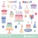 Cute Party Clipart, Happy Birthday SVG, Birthday Clipart Set, Cake ...