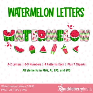 Watermelon Letters Clipart, Alphabet Letters SVG, Doodle Letters PNG ...
