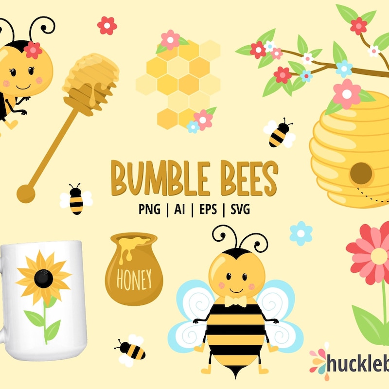 Bumble Bee Clipart - Etsy