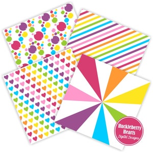Rainbow Patterns Digital Scrapbook Paper Volume 1, Bright, Colorful ...