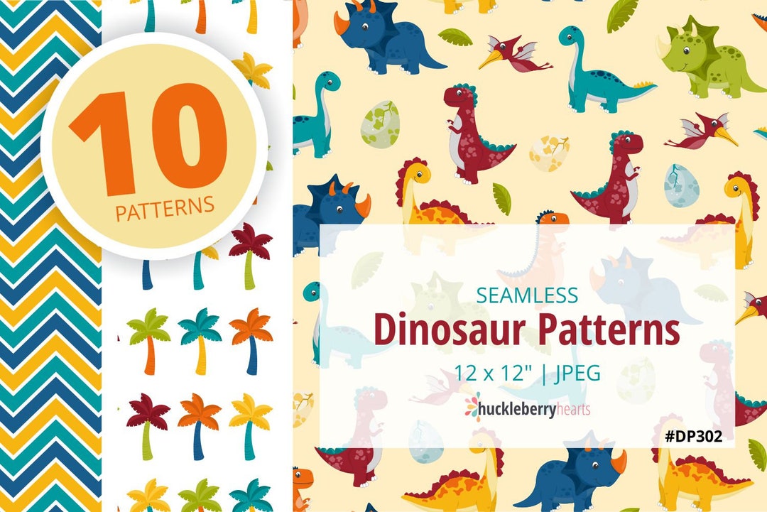 Dinosaur Patterns, Dinosaur Digital Paper, Dino Patterns, Seamless ...
